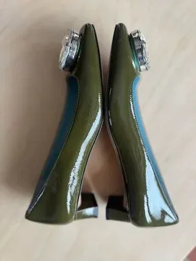 Frances Valentine | Shoes | Frances Valentine Olive Green Patent Mary ...